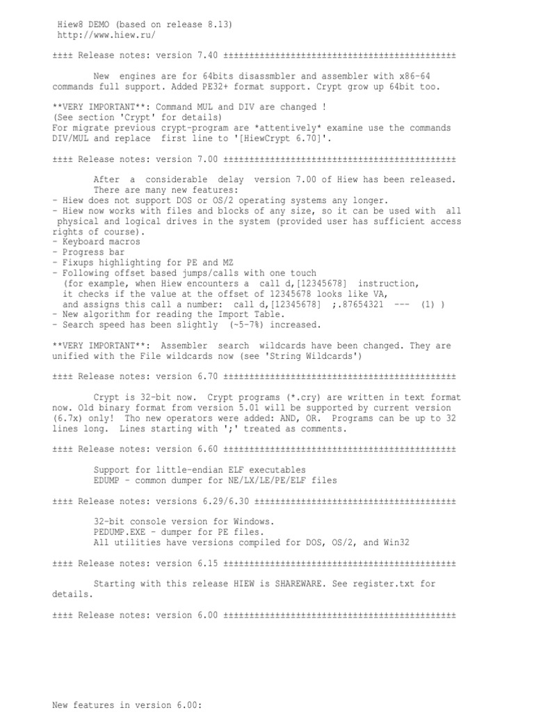 Hiew English | PDF | Assembly Language | Command Line Interface