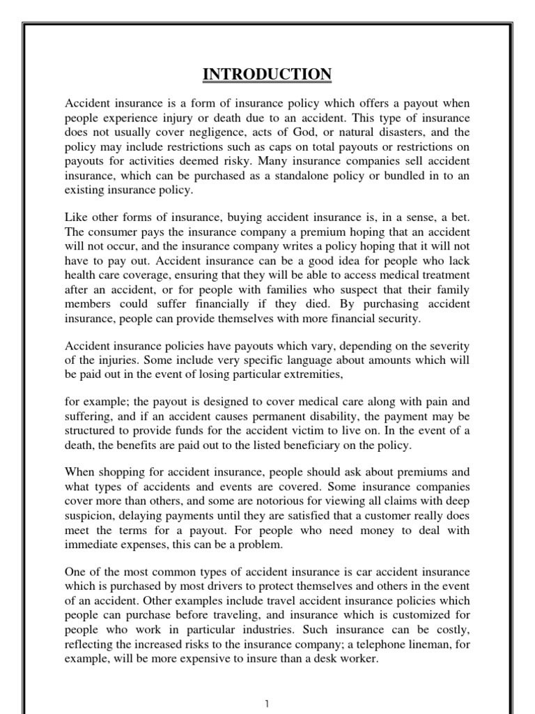 Personal Accident Insurance Project | PDF | Life Insurance | Insurance