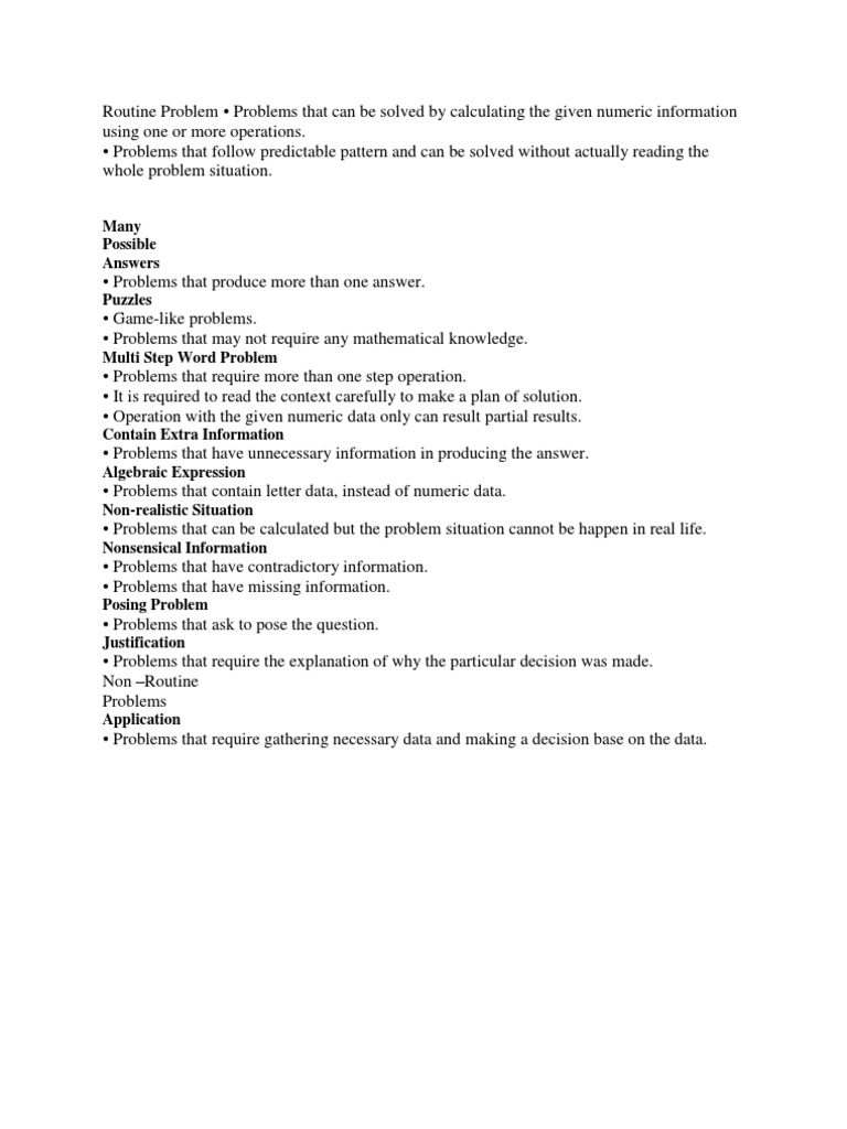 Routine Problem Net | Download Free PDF | Mental Image | Teaching ...