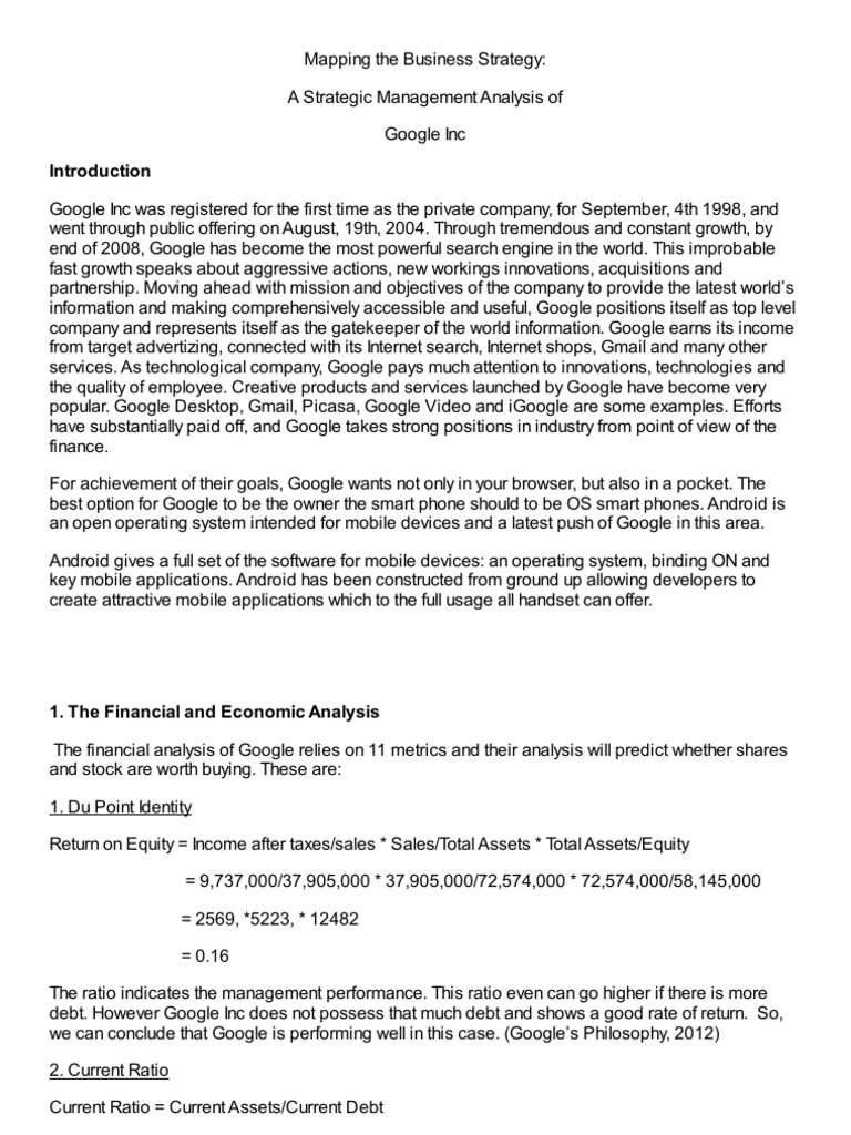Google's Strategic Management Analysis | PDF | Investing | Debt