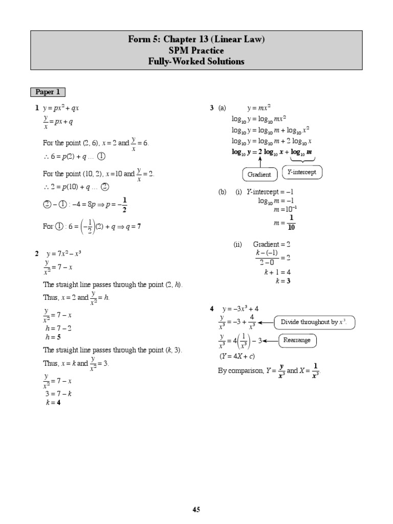 Linear Law Exercise | PDF | Teaching Mathematics