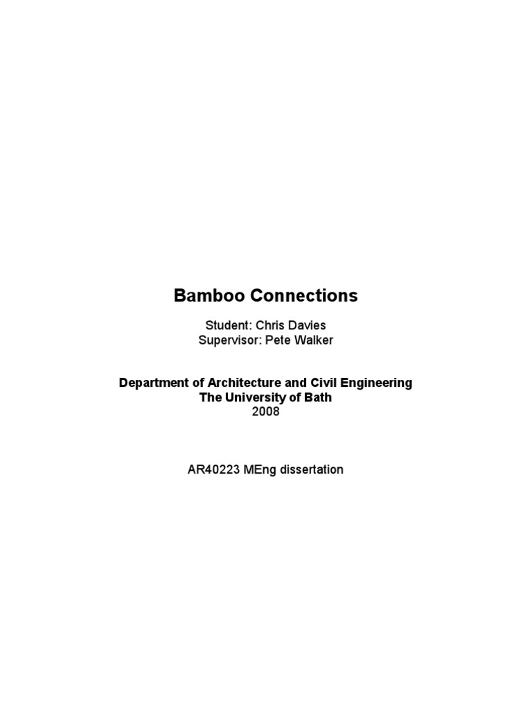 Bamboo Connection Techniques and Testing | PDF | Bamboo | Scaffolding