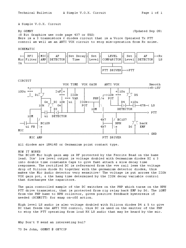 Simple VOX circuit using 3 transistors and 6 diodes | PDF | Bipolar ...