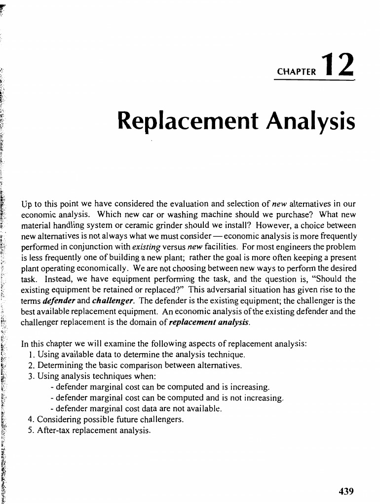 Replacement Analysis | PDF