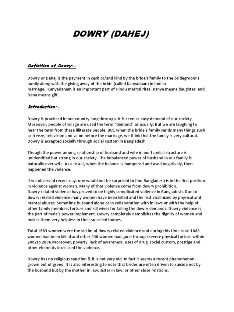 Dowry (Dehj) | Download Free PDF | Marriage | Violence