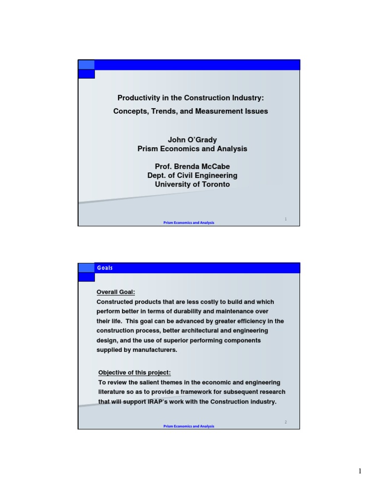 Productivity In The Construction Industry Pdf Labour Economics