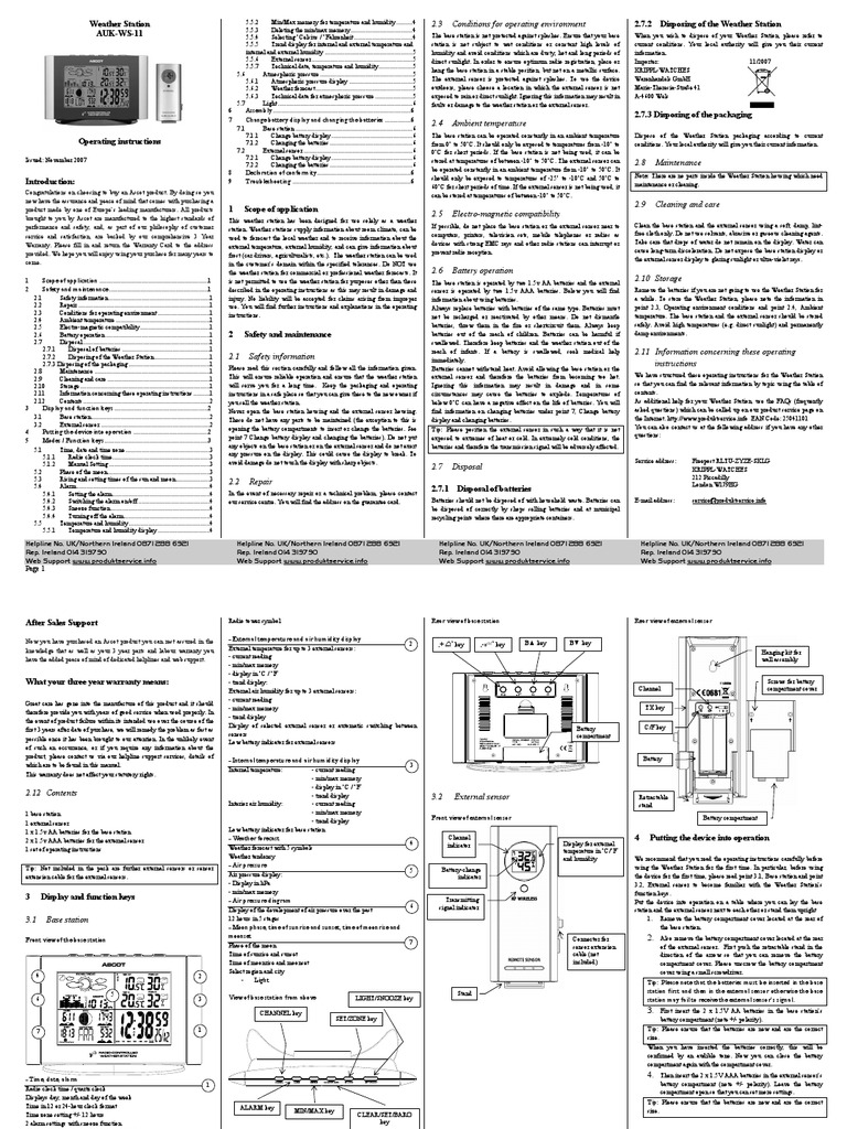 Ascot AUKWS11 Weather Station | PDF | Weather | Atmospheric Pressure