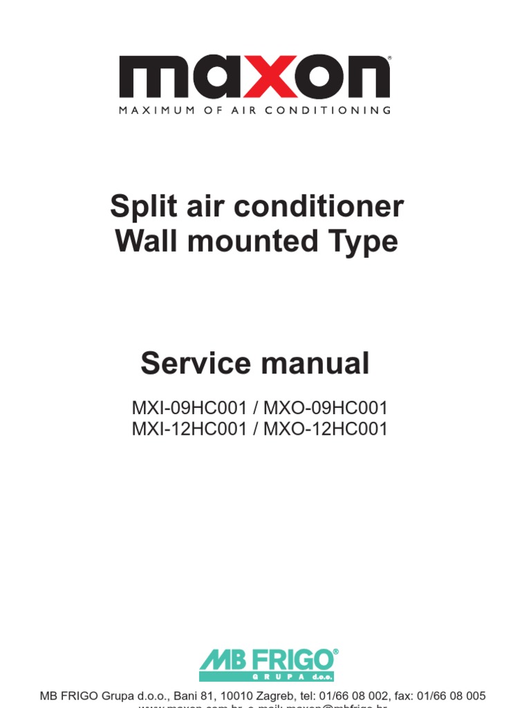 Maxon Service Manual09 12 | PDF | Air Conditioning | Mechanical Fan