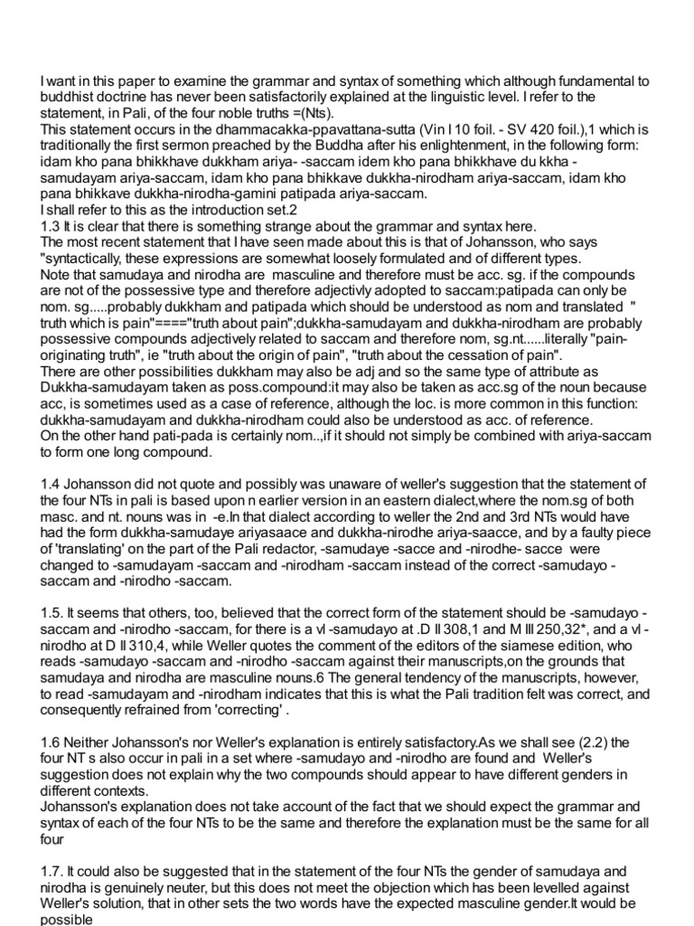 Pali Noble Truth | PDF | Four Noble Truths | Dukkha