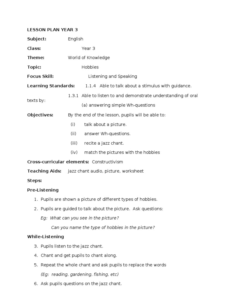 Lesson Plan Adjective Group | PDF | Reading (Process) | Question