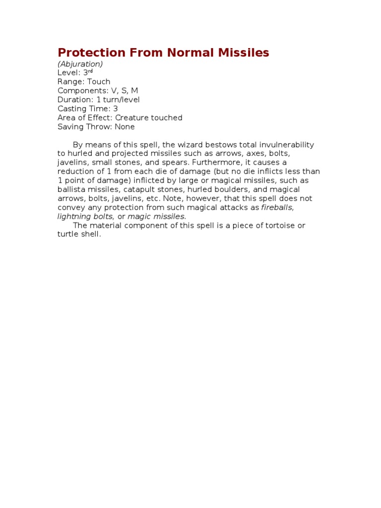 Invulnerability to Normal Missiles | PDF