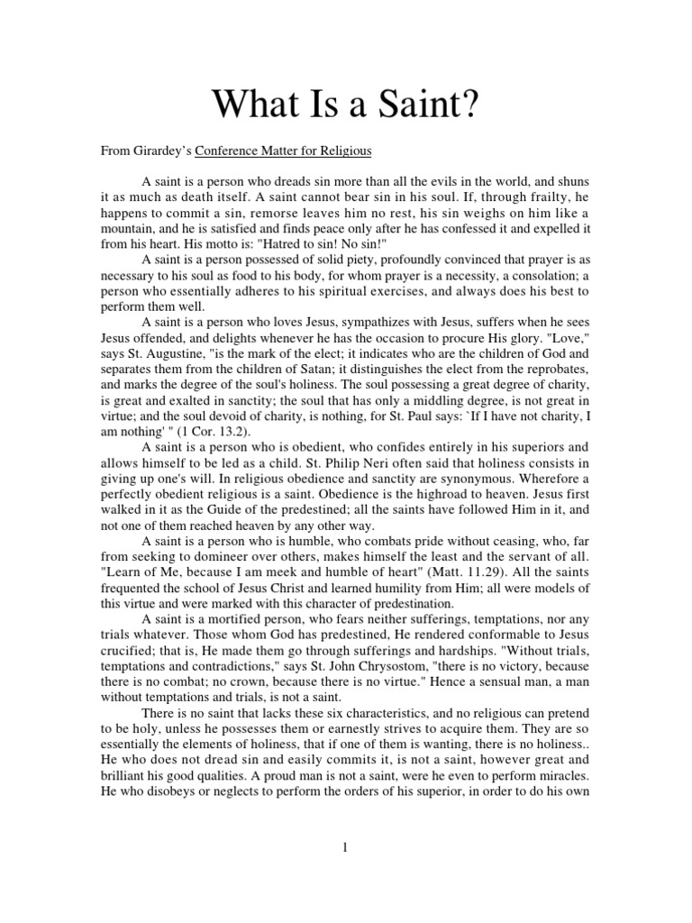 What Is A Saint | PDF | Sacred | Grace In Christianity