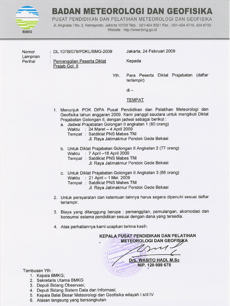 Surat Pemanggilan Prajab Golongan II | PDF