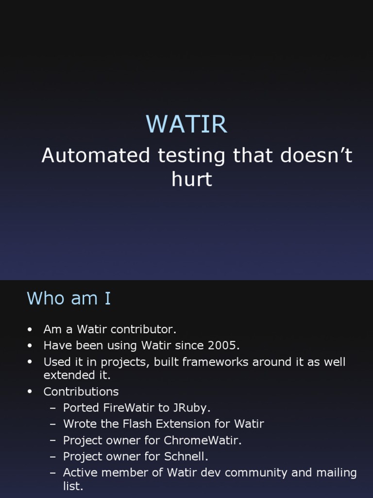 Overview of Watir for Automated Testing | PDF | Web Application | Ruby ...