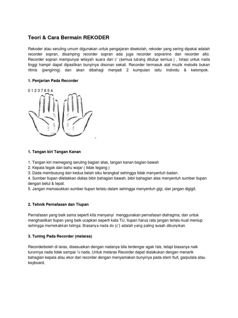 Panduan Teknik Bermain Rekoder | PDF