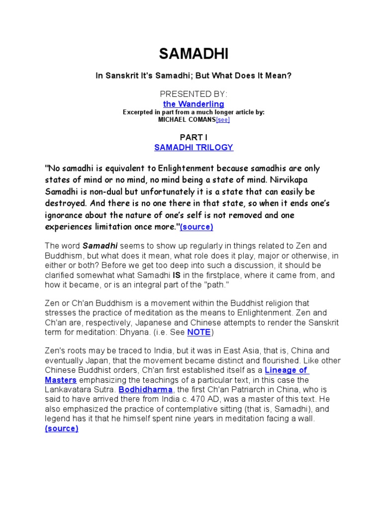Samadhi | PDF | Yoga | Vedanta