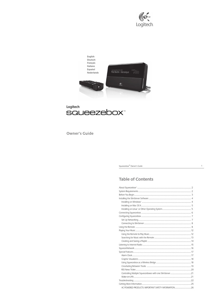 Logitech Squeezebox Classic-Multilang | PDF | Port (Computer Networking) | Computer Network