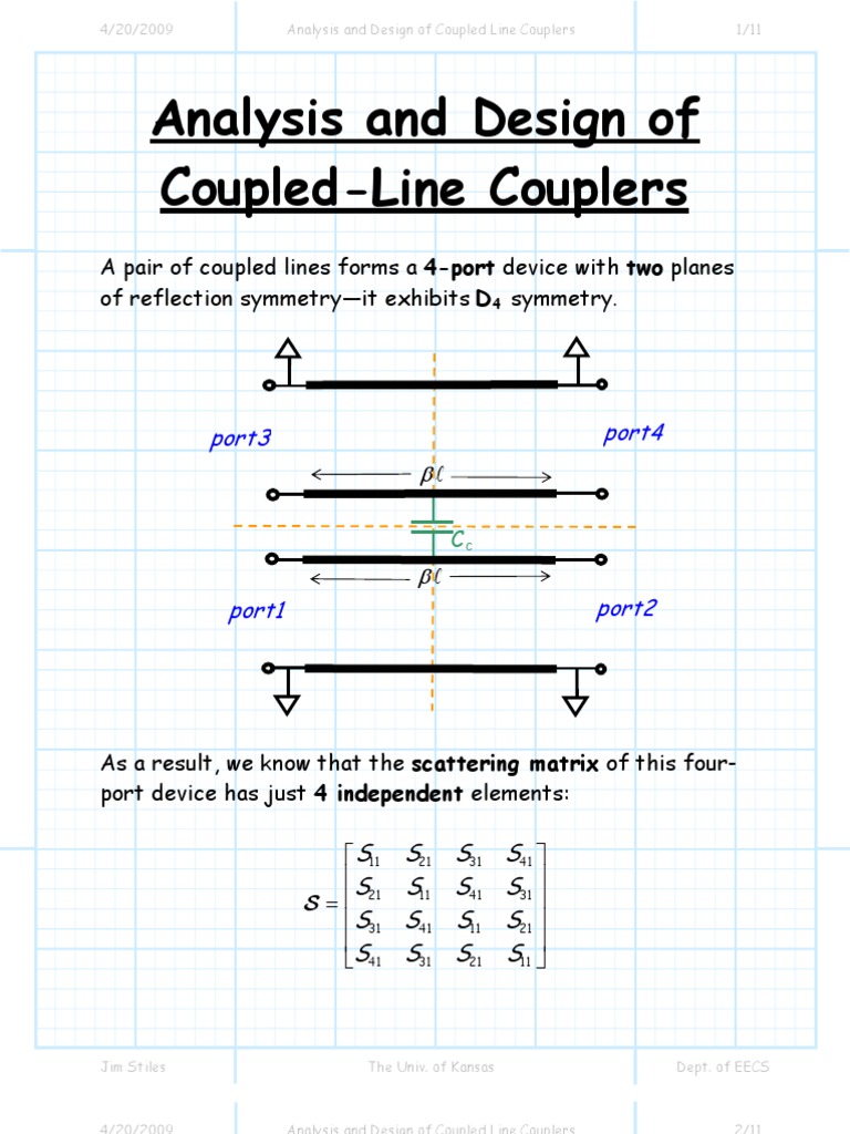 Analysis and Design of Coupled Line Couplers | PDF | Transmission Line ...