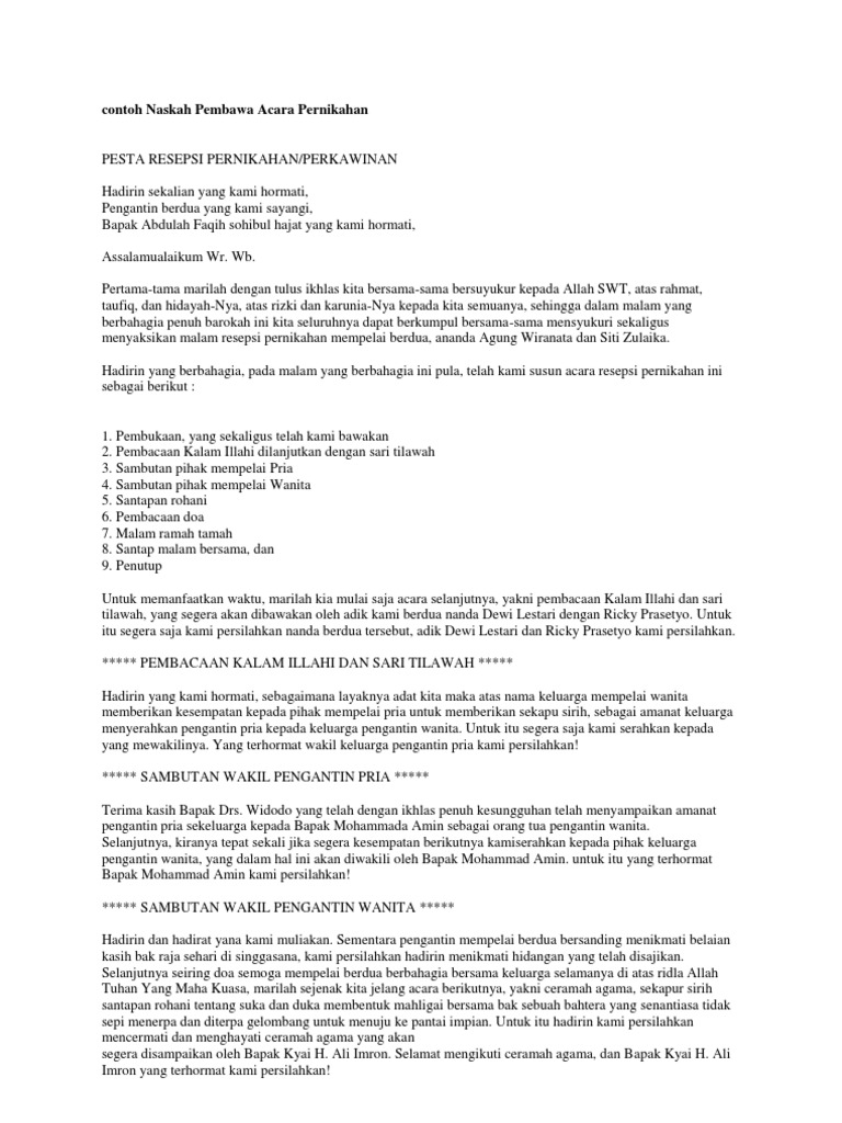Naskah MC Resepsi Pernikahan | PDF
