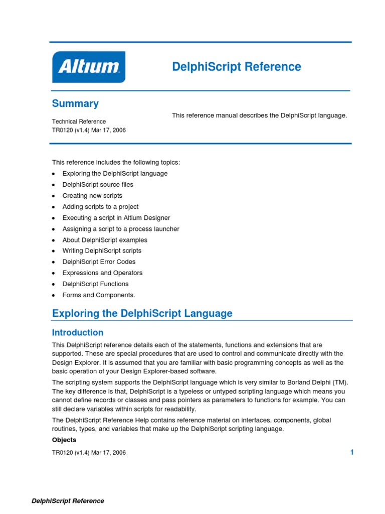 Tr0120 Delphi Script Reference Pdf Parameter Computer Programming Subroutine