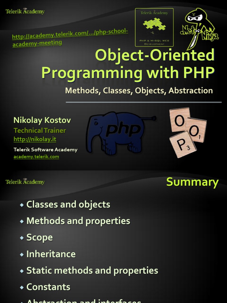 Object Oriented Programming With Php Pdf Class Computer Programming Method Computer
