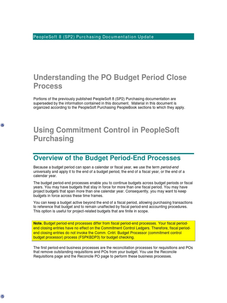 Understanding The PO Budget Period Close Process | PDF | Business ...