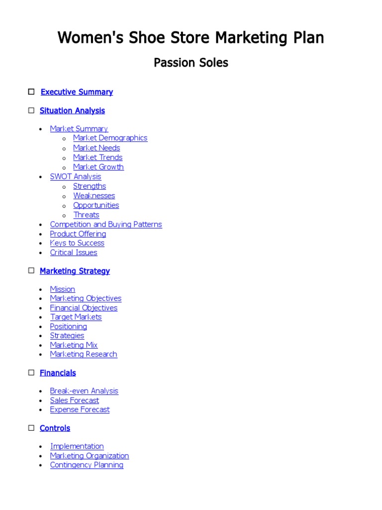 Women's Shoe Store Marketing Strategy | PDF | Shoe | Retail
