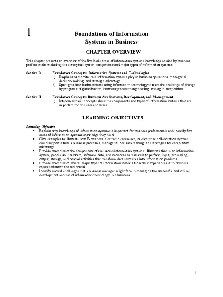 Mis Chapter 1 Notes Pdf Information System Information
