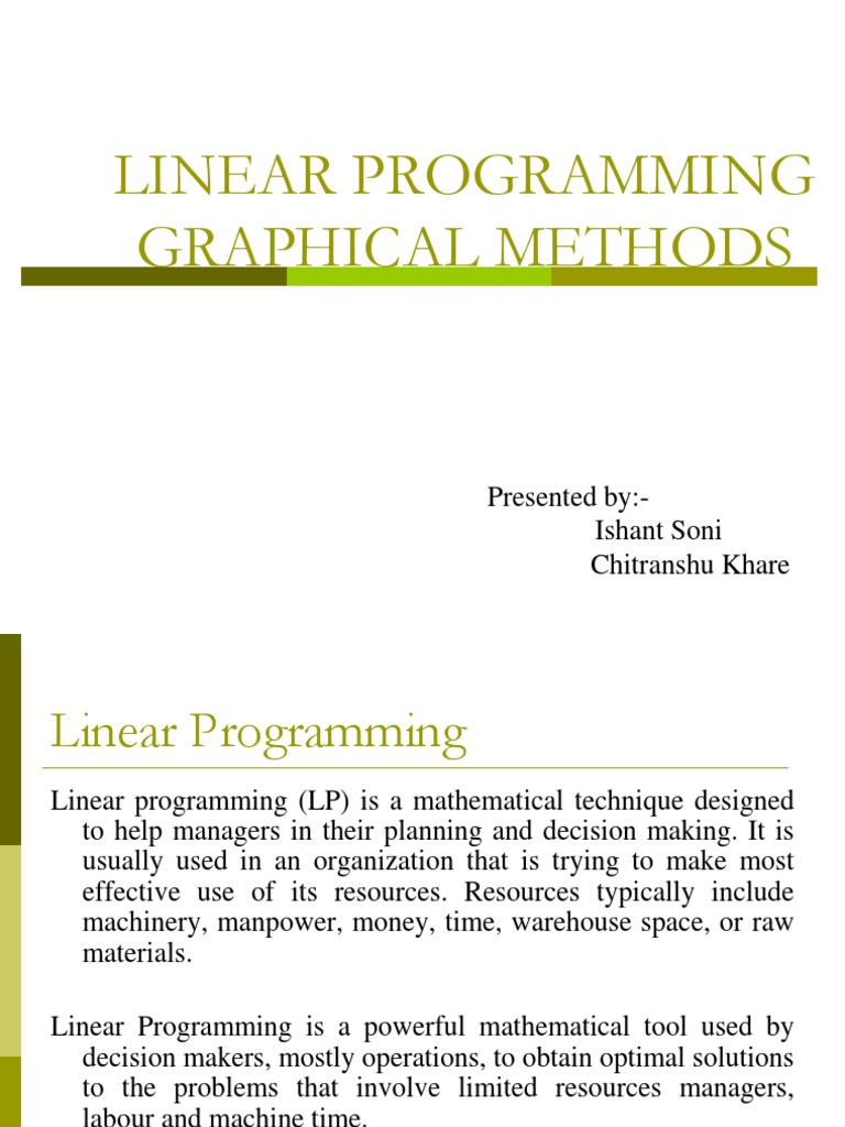 Linear Programming Graphical Methods | PDF | Linear Programming | Loss Function