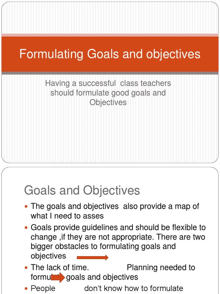 Formulating Goals and Objectives in Education | PDF | Career & Growth ...