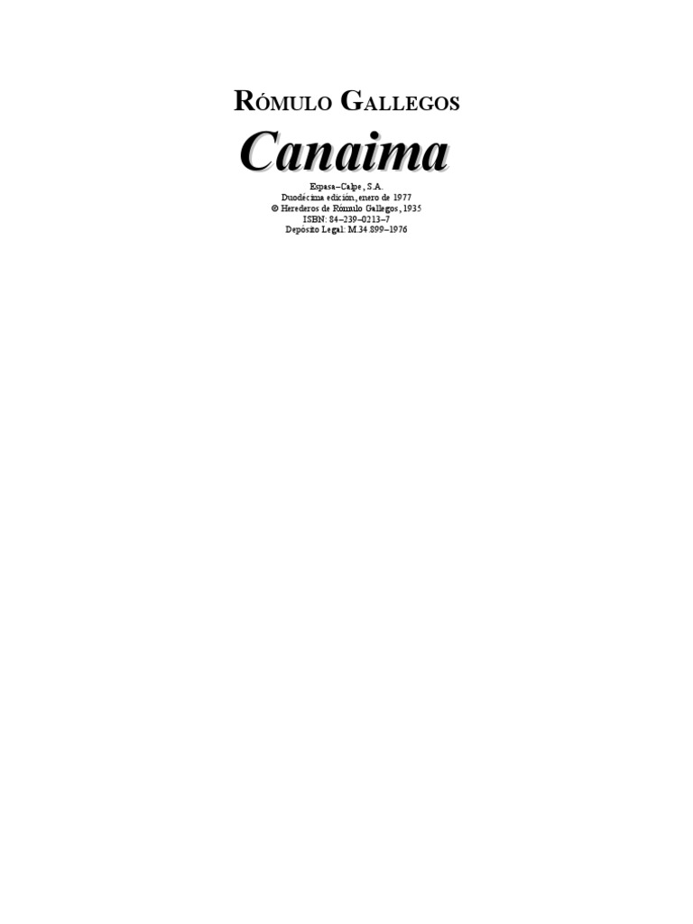 Canaima - Rómulo Gallegos | PDF | Venezuela | Naturaleza