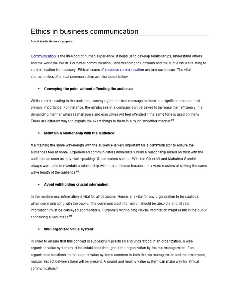 Ethics in Business Communication | Download Free PDF | Psychological ...