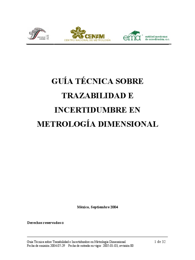 Guia Tecnica Sobre Trazabilidad e Incertidumbre Cenam | PDF | Metrología | Calibración