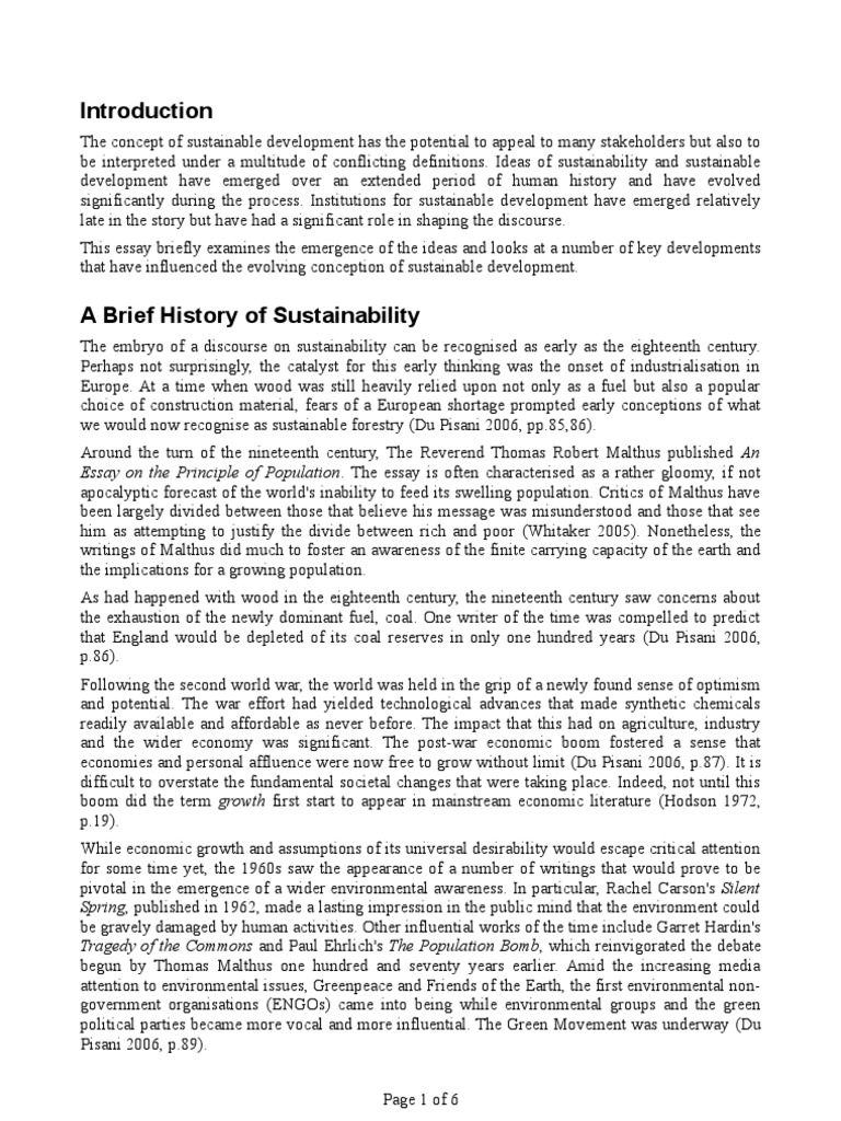 The Evolution of The Contemporary Concept of Sustainable Development ...