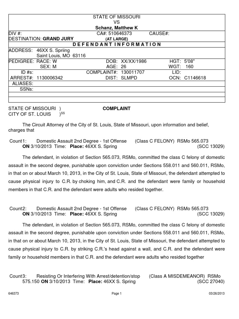 Matthew Schanz Probable Cause Statement | PDF | Probable Cause | United ...