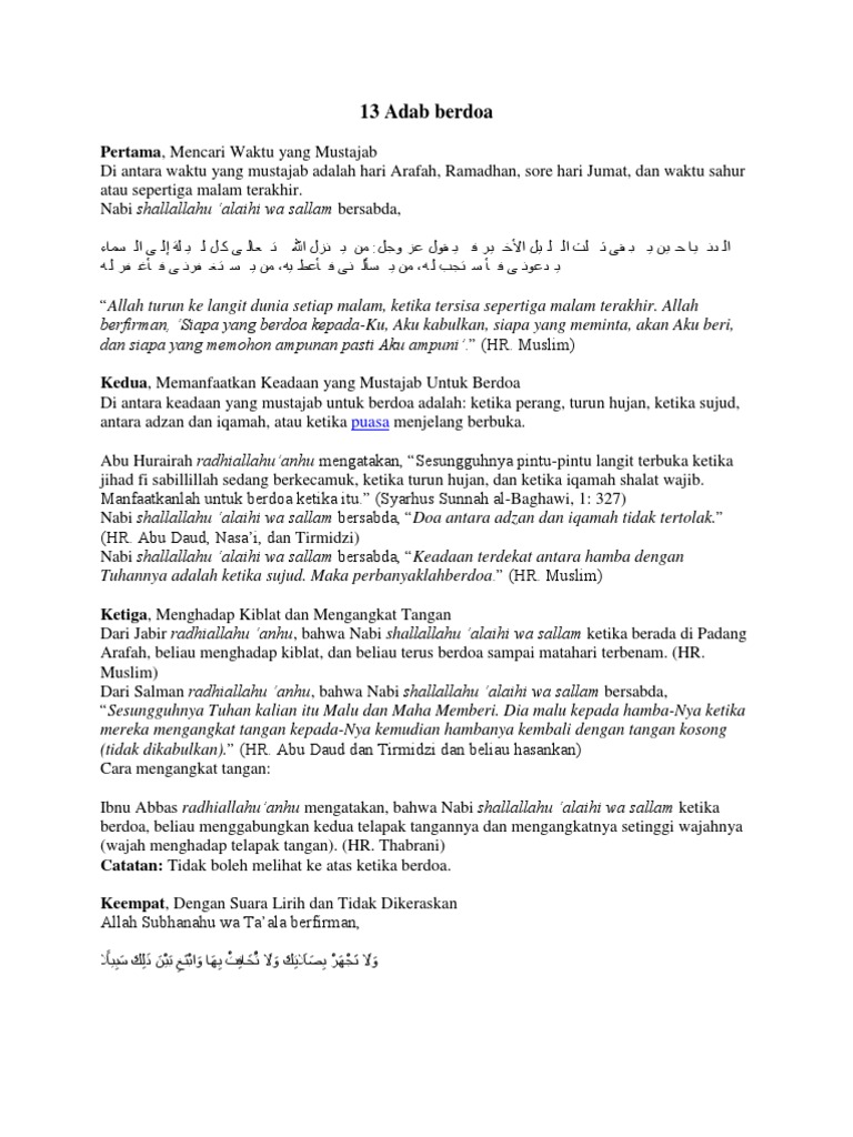 13 Adab Berdoa | PDF