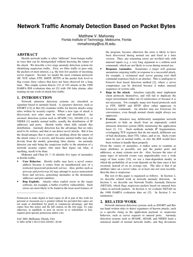 Network Traffic Anomaly Detection Download Free Pdf Transmission Control Protocol Port