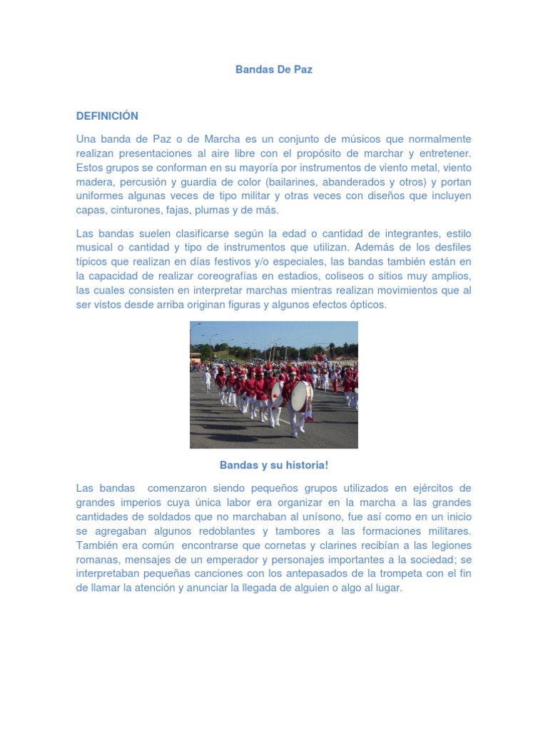 Definición y Tipos de Bandas de Paz | PDF | Trompeta | Instrumentos ...