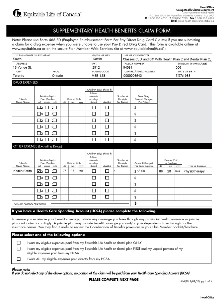 Supplementary Health Benefits Claim Form: Drug Expenses | PDF ...
