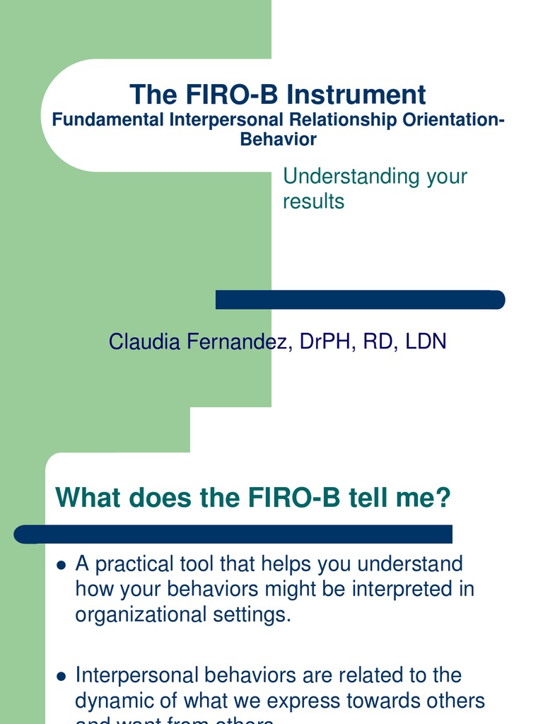 The FIRO-B Instrument FSLI 2011 To Show PDF | PDF