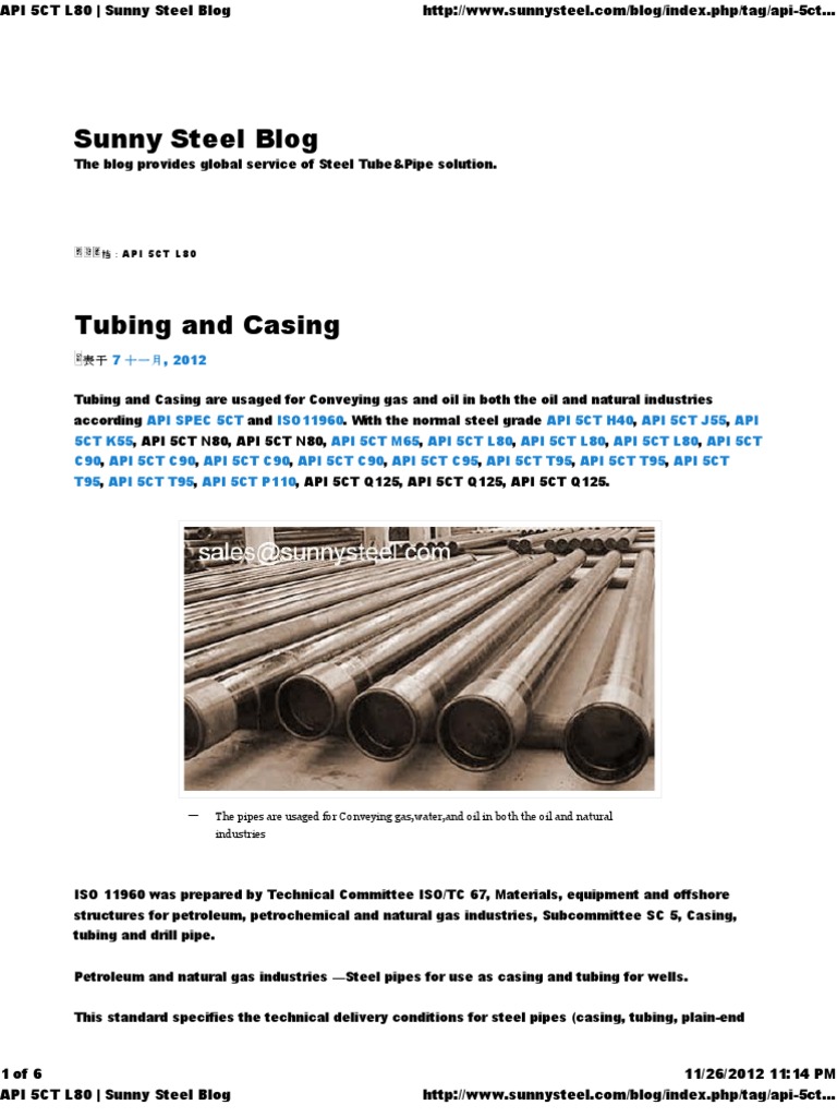 API 5CT Casing Material | Download Free PDF | Pipe (Fluid Conveyance ...