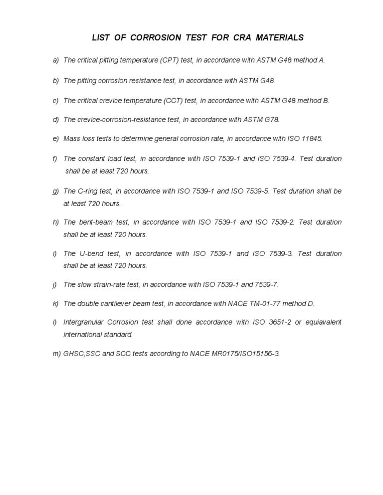 Corrosion Tests for CRA Materials | PDF
