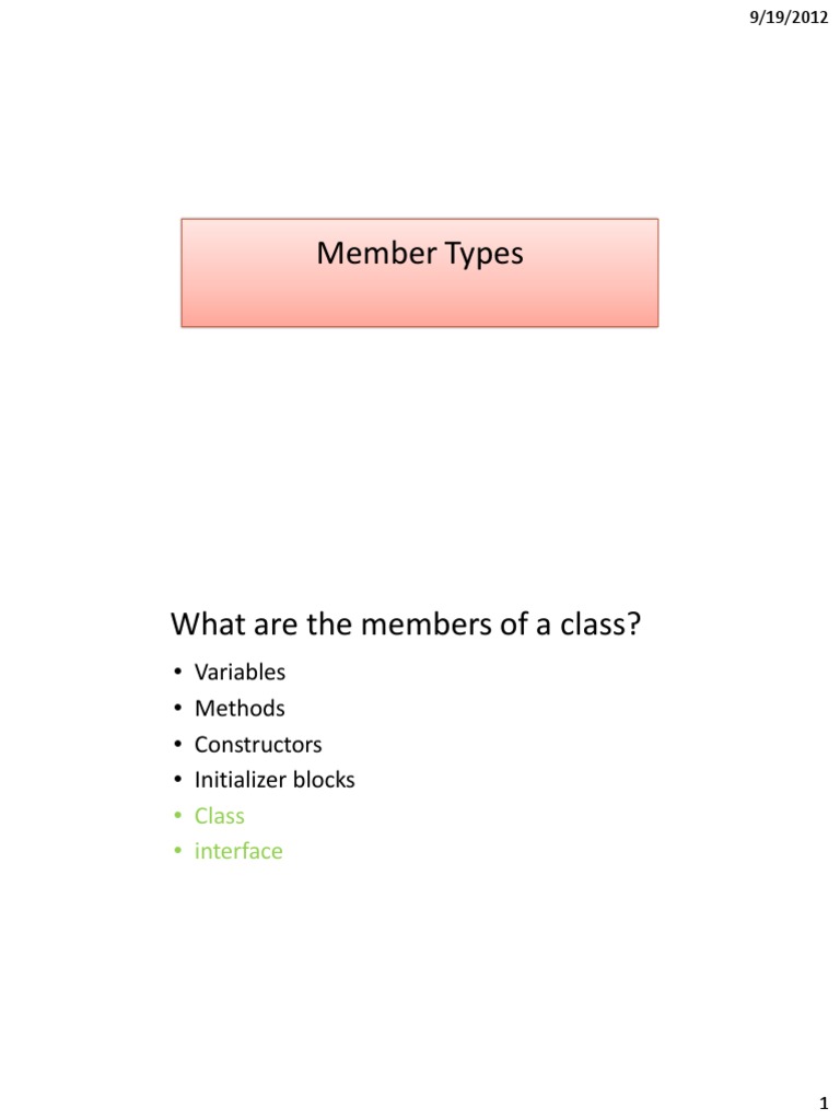 Java Member - Types | PDF | Class (Computer Programming) | Method ...