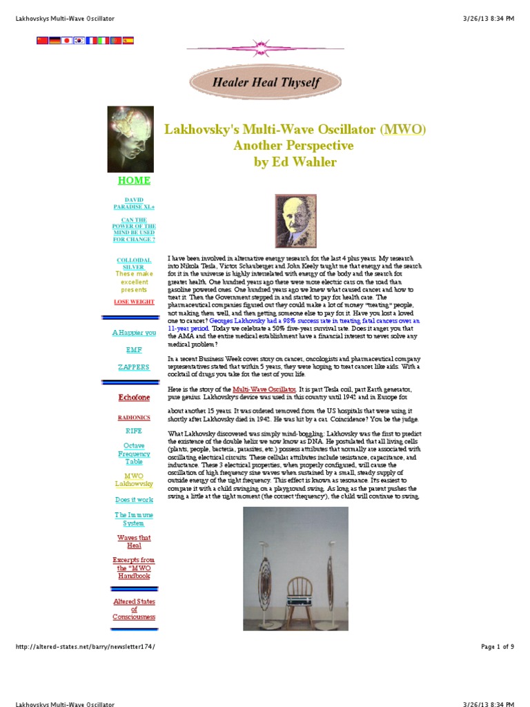 Lakhovskys Multi-Wave Oscillator | PDF | Resonance | Electromagnetic ...