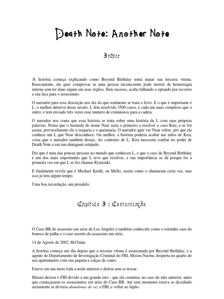 Death Note - Another Note | PDF | Mistério, Suspense e Ficção Policial