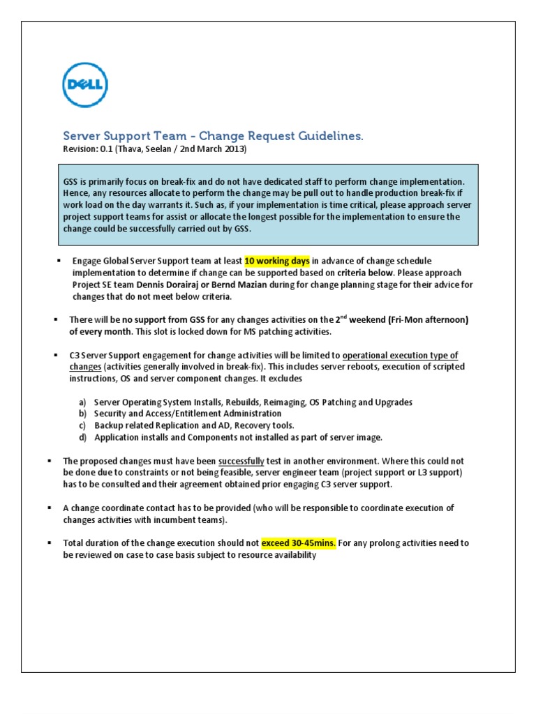 GSS - CRQ Template | PDF | Server (Computing) | Operating System