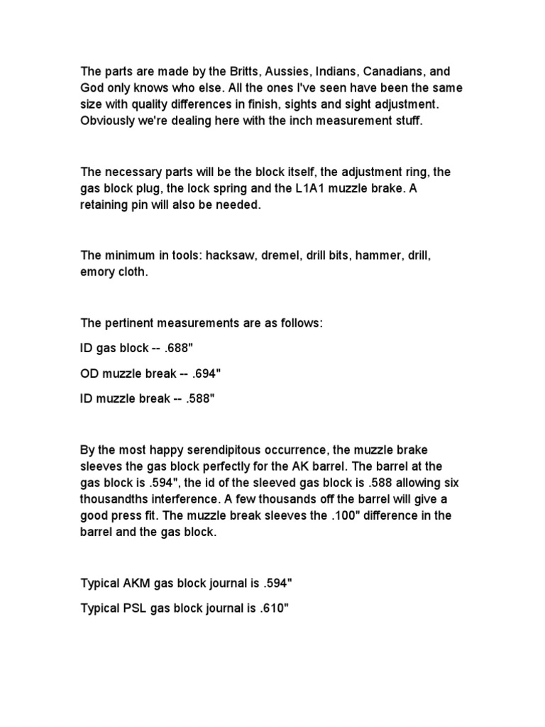 FN FAL Gas Block Conversion Info | PDF