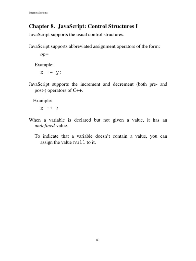 Chapter 8 Javascript Control Structures I Internet Systems Pdf Array Data Structure