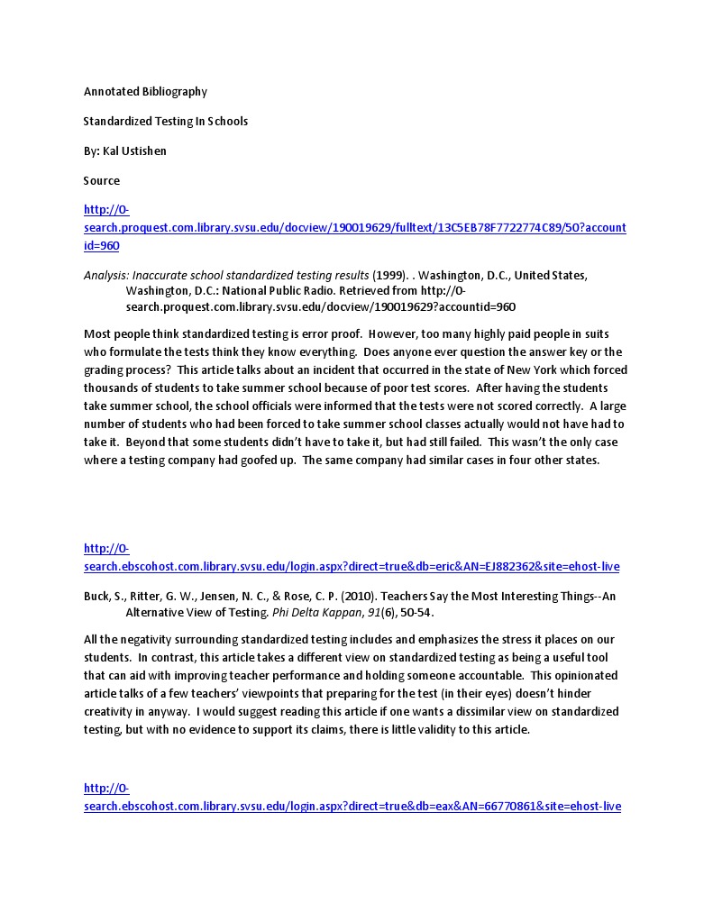 Annotated Bibliography | PDF | Standardized Tests | Education Reform