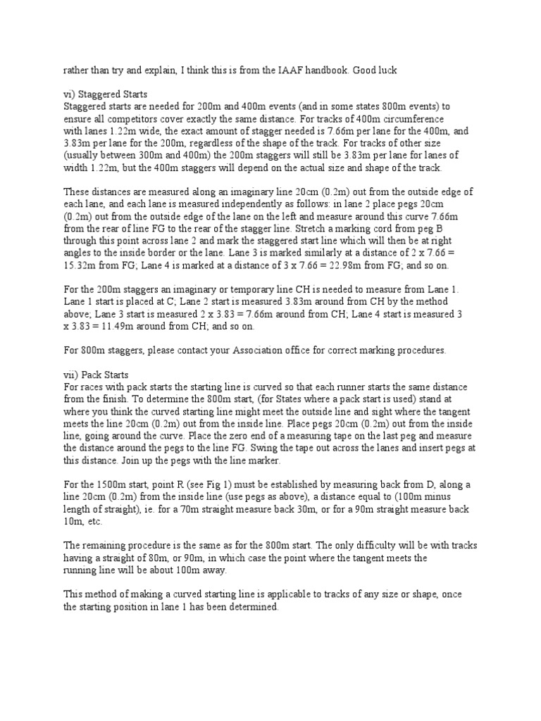 Staggered 200m | Download Free PDF | Lane | Sports